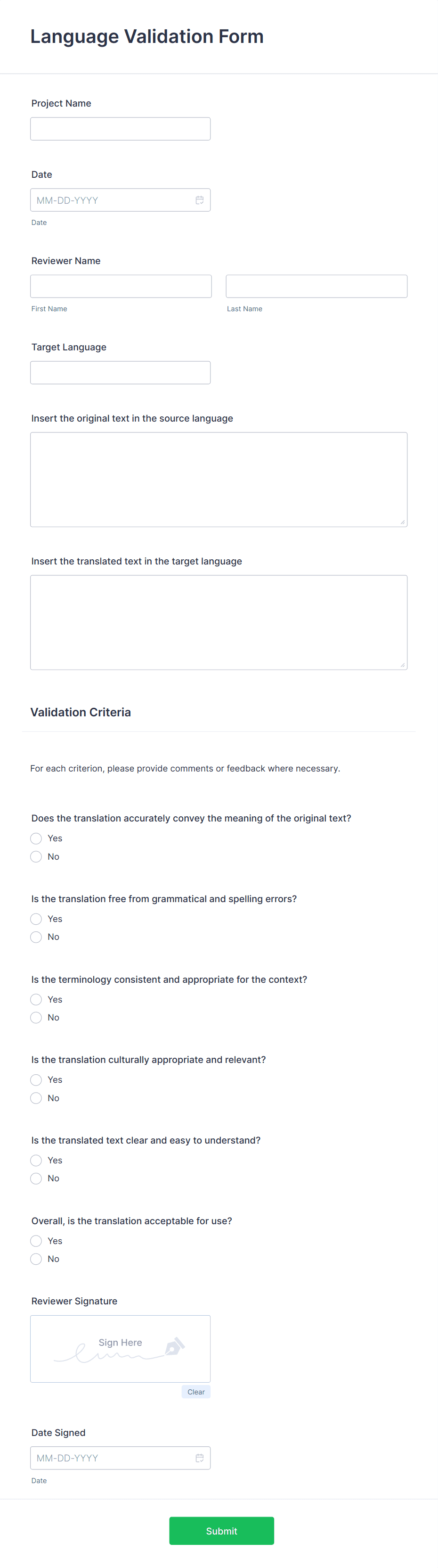 Language Validation Form Template | Jotform