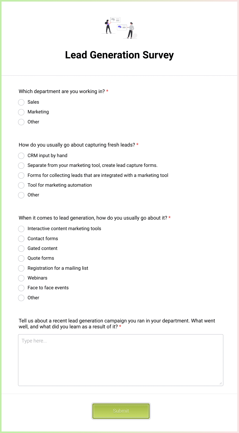 Lead Generation Survey Form Template | Jotform