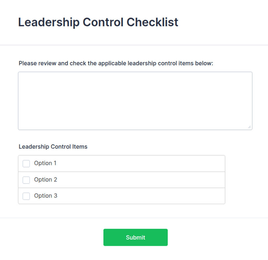 Leadership Control Checklist Form Template | Jotform