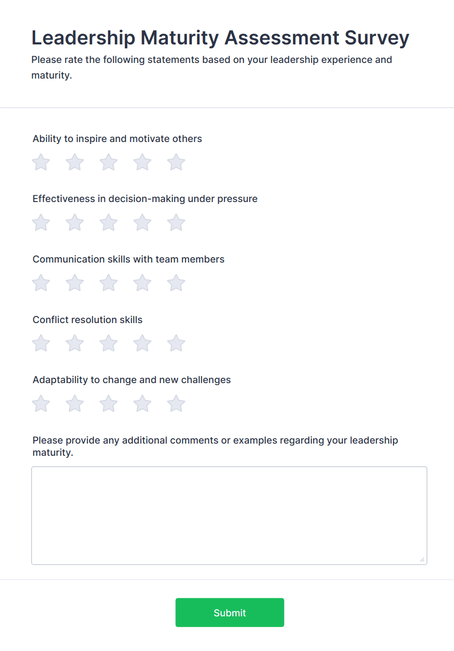 Leadership Maturity Assessment Survey Form Template | Jotform