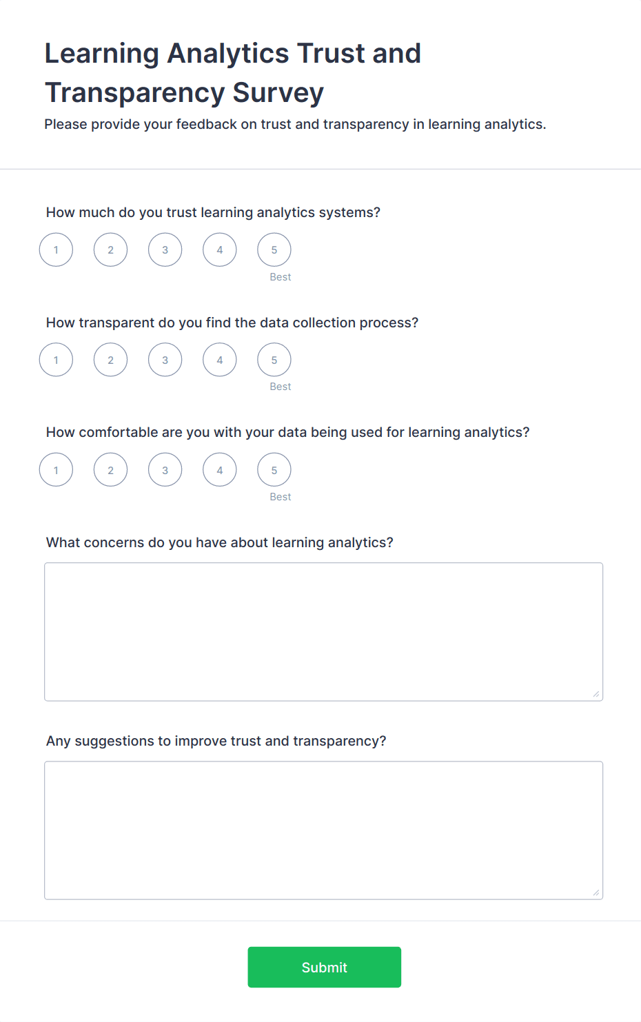 Learning Analytics Trust and Transparency Survey Form Template | Jotform