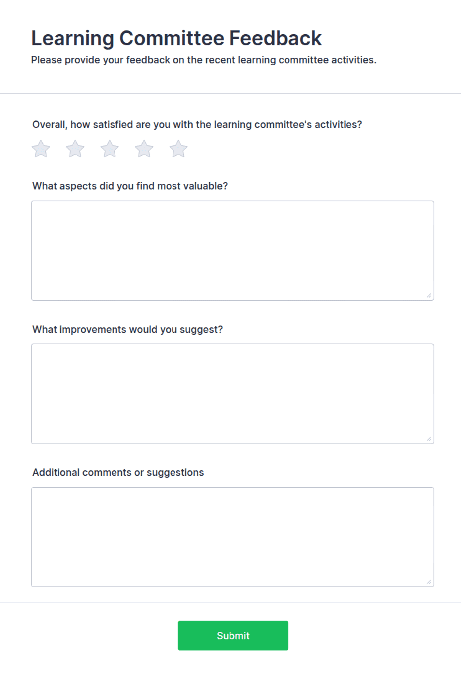 Learning Committee Feedback Form Template | Jotform