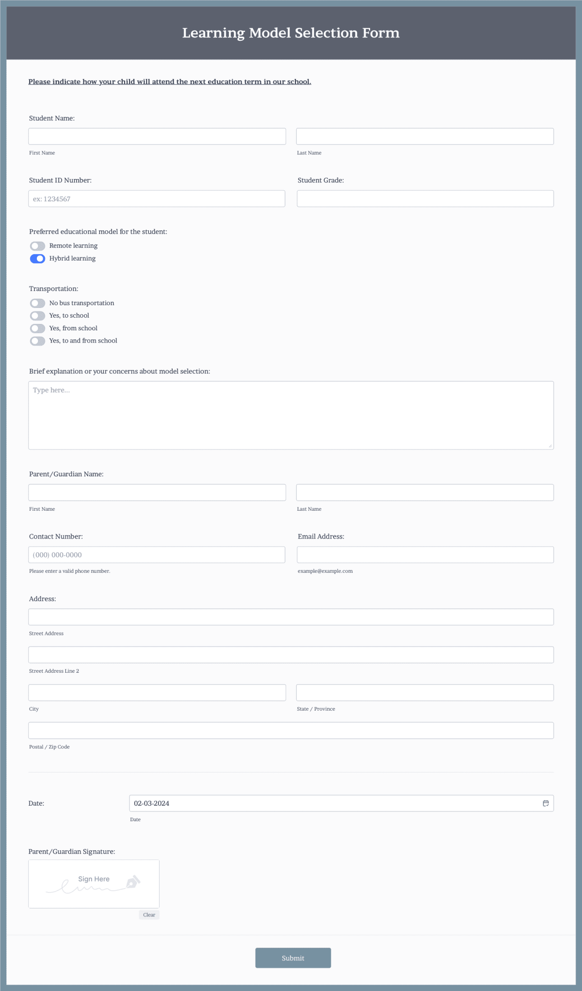 Learning Model Selection Form Template | Jotform