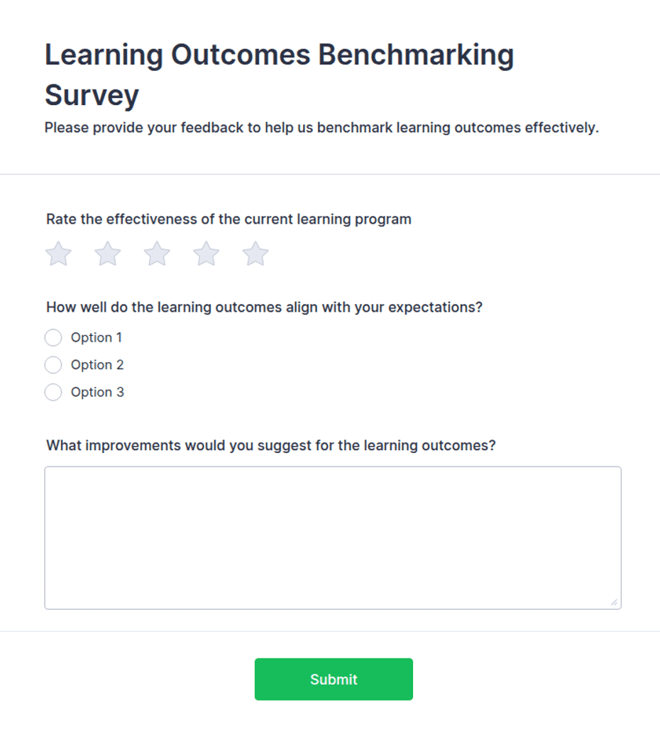 Learning Outcomes Benchmarking Survey Form Template | Jotform