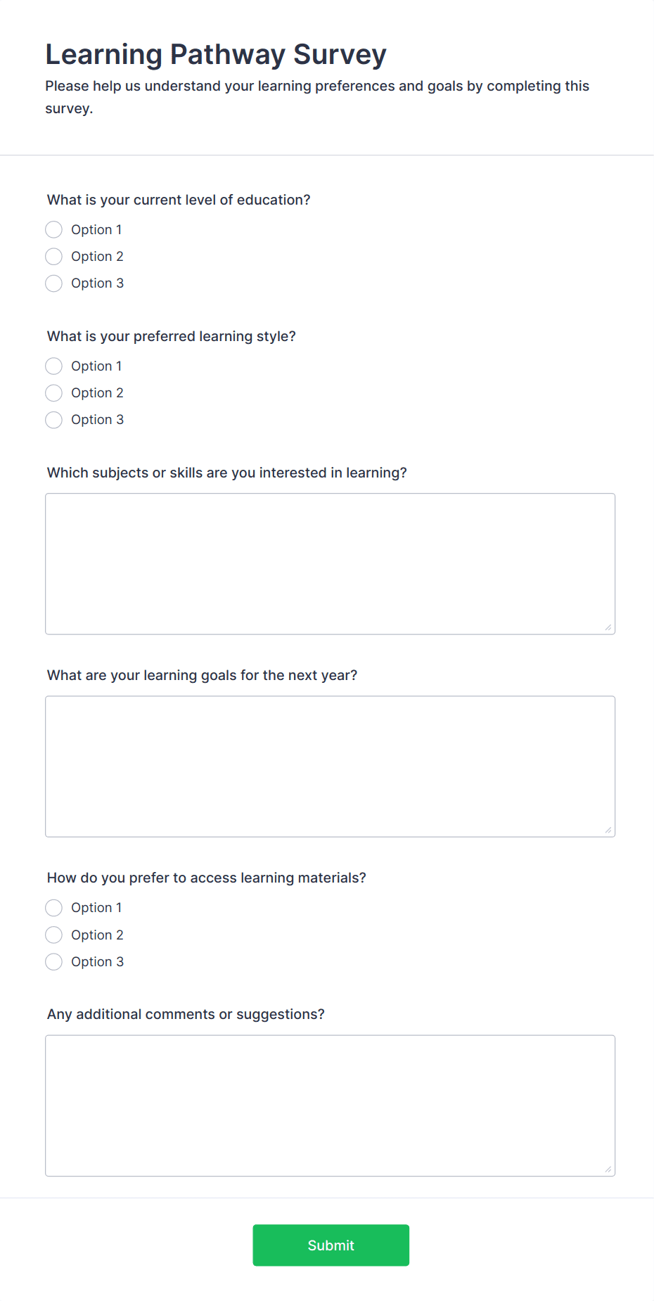 Learning Pathway Survey Form Template | Jotform