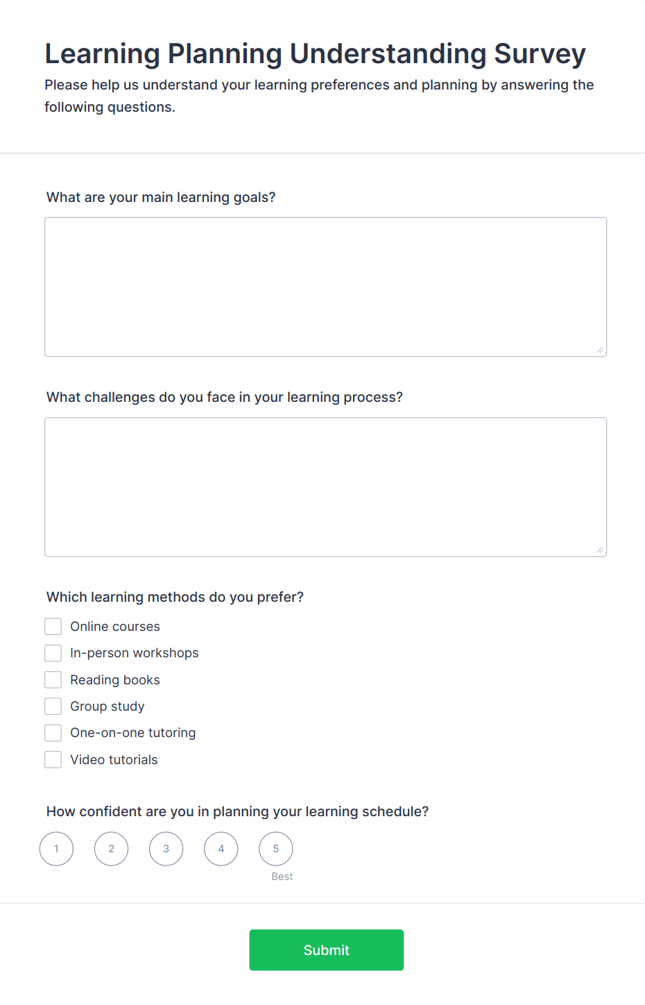 Learning Planning Understanding Survey Form Template | Jotform