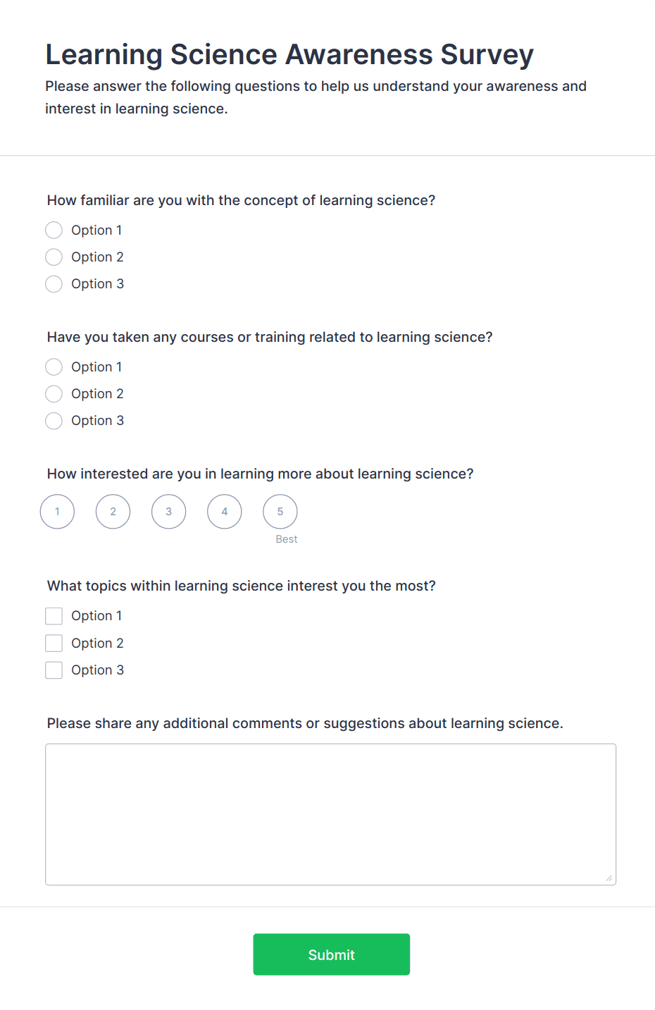 Learning Science Awareness Survey Form Template | Jotform