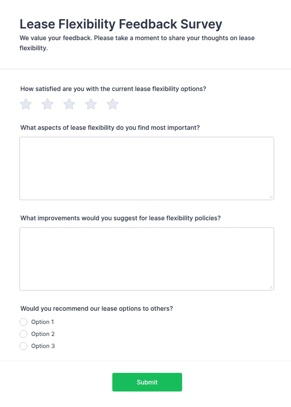 Lease Flexibility Feedback Survey Form Template | Jotform