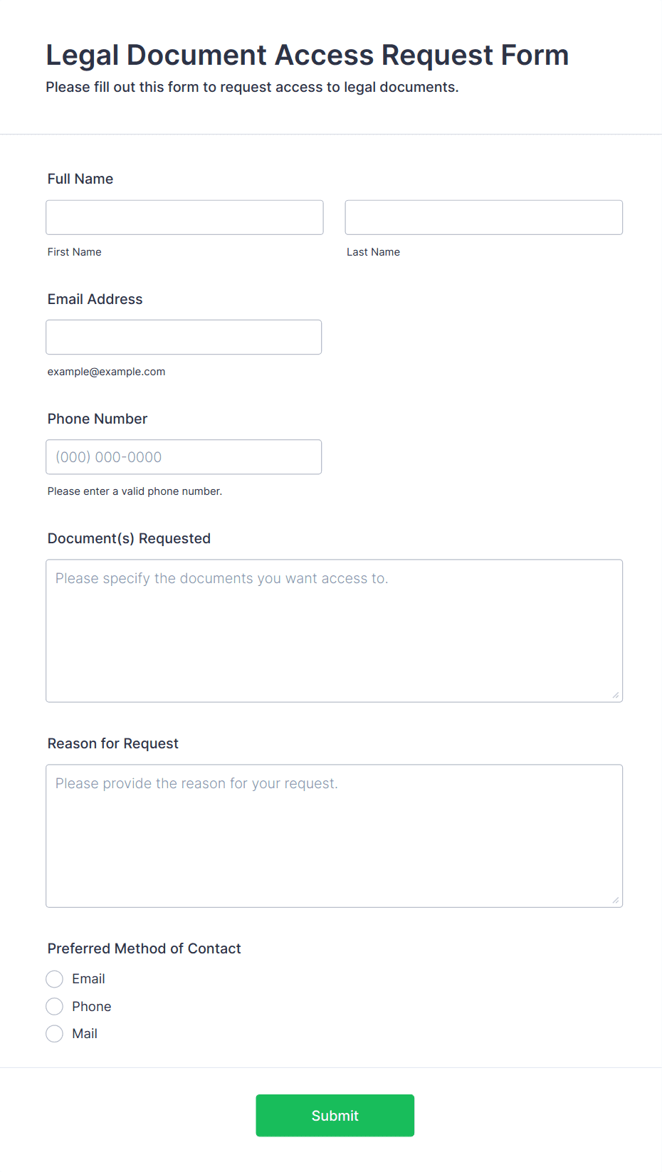 Legal Document Access Request Form Template | Jotform