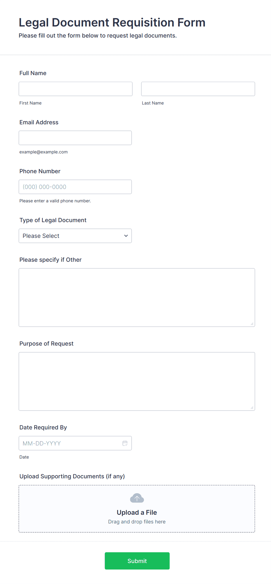 Legal Document Requisition Form Template | Jotform