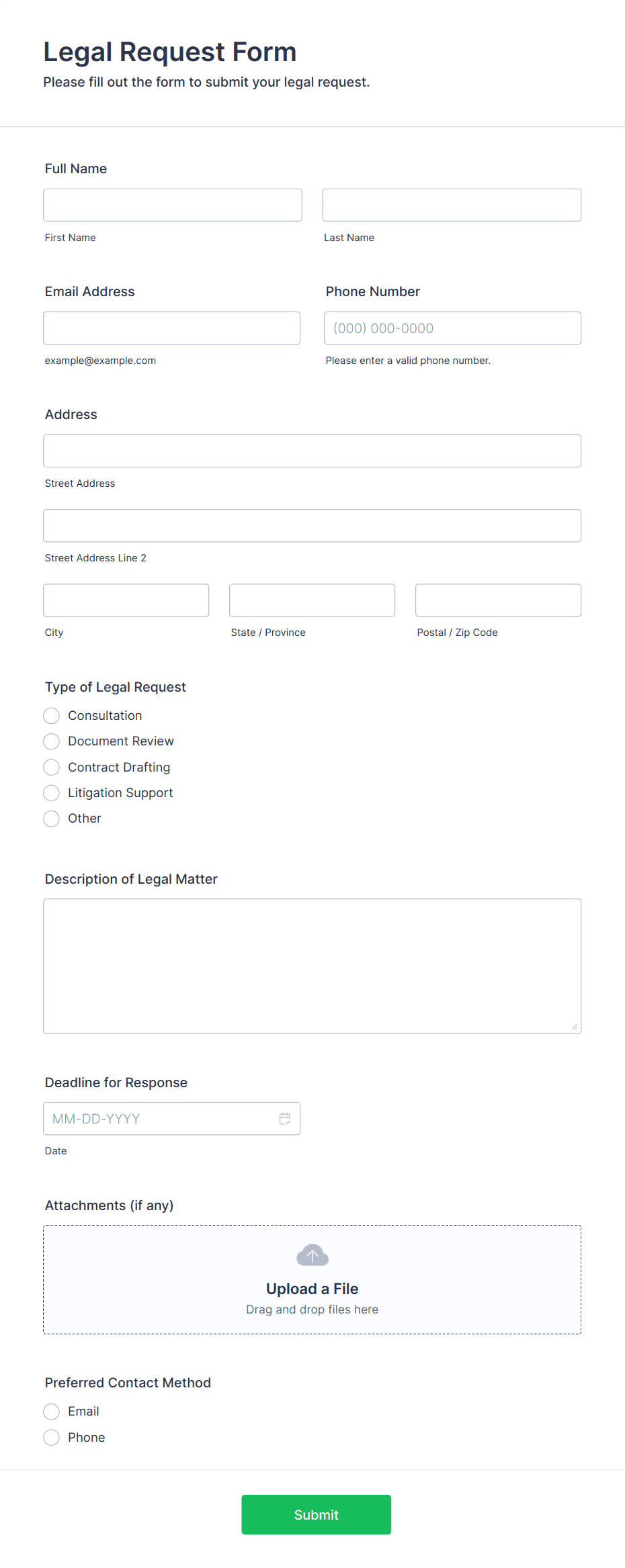 Legal Request Form Template | Jotform
