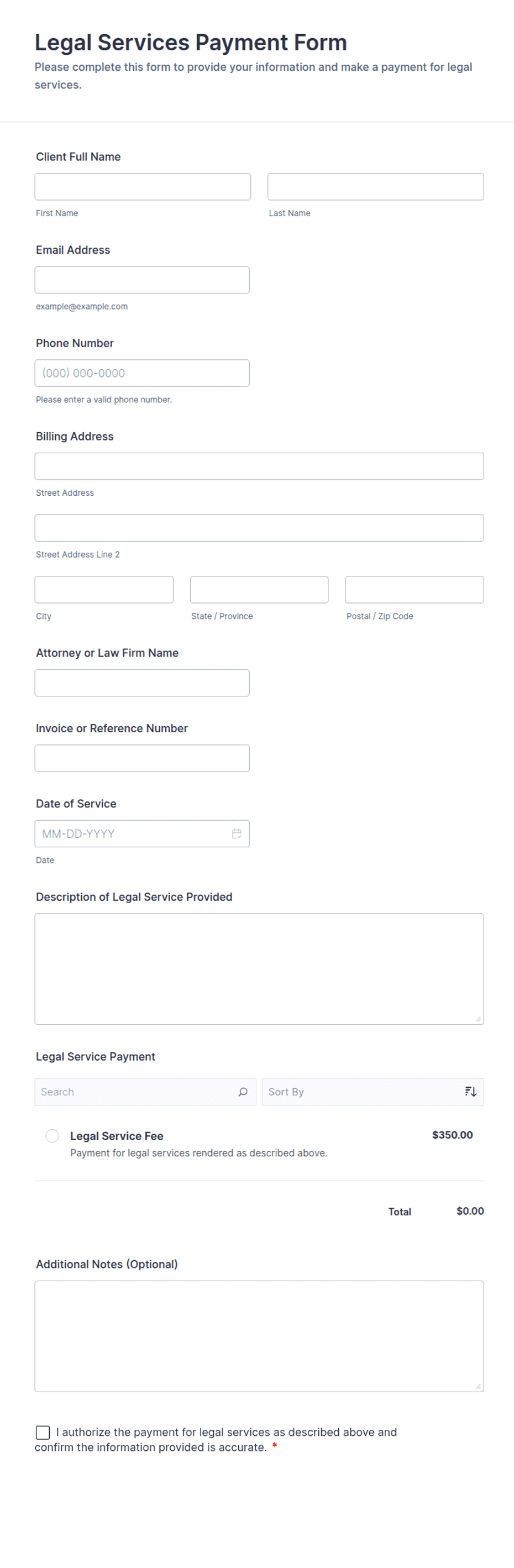 Legal Services Payment Form Template | Jotform