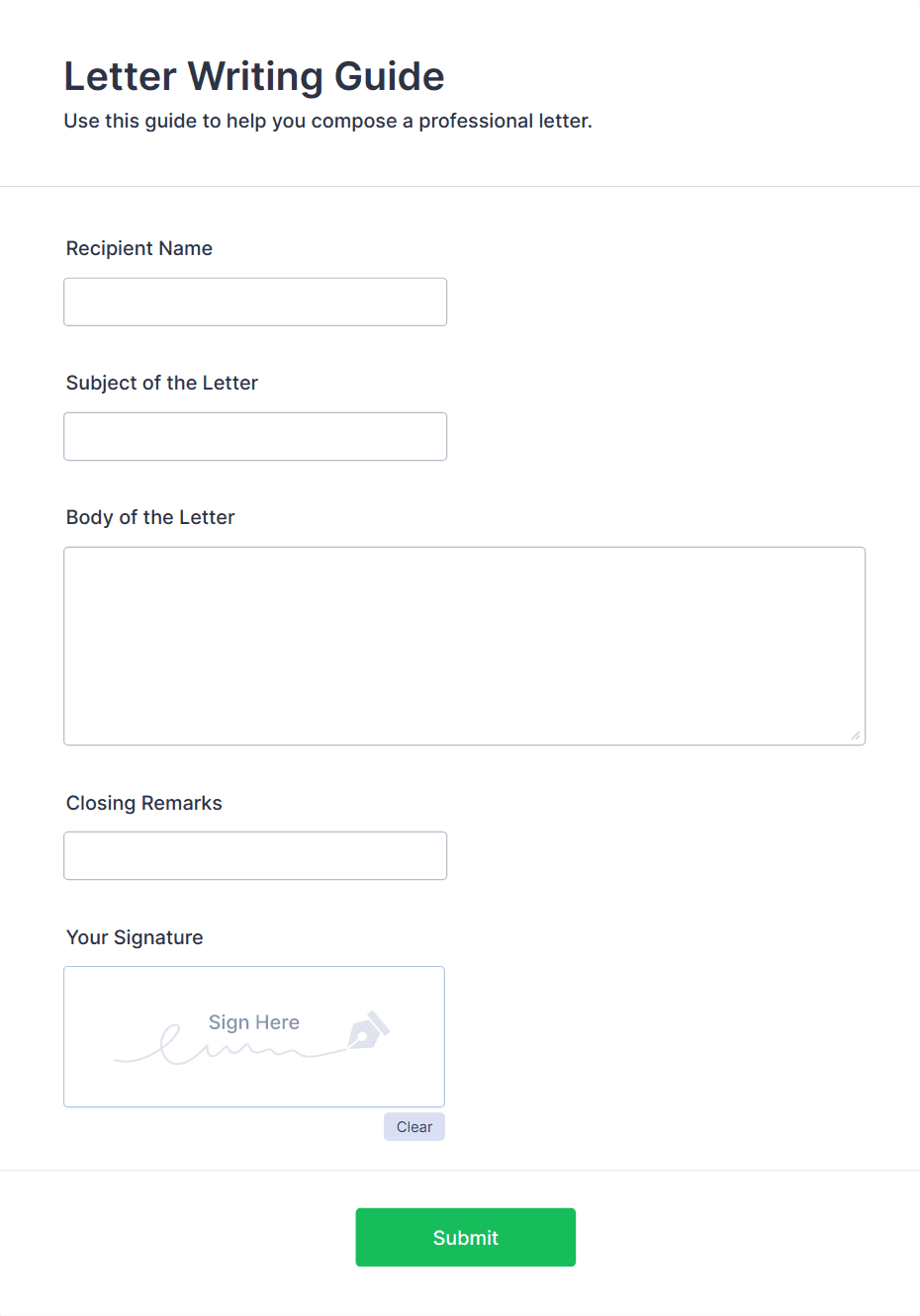 Letter Writing Guide Form Template | Jotform