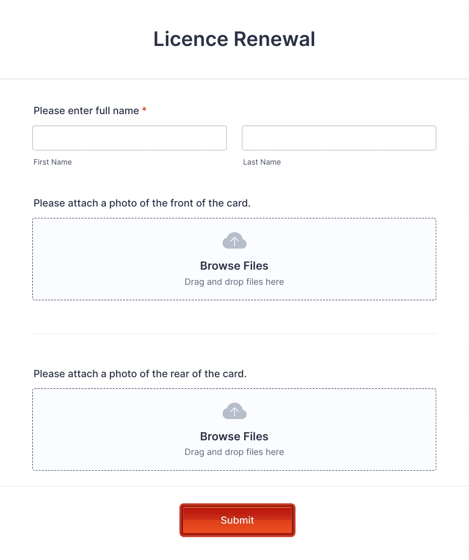 Licence Renewal Form Template | Jotform
