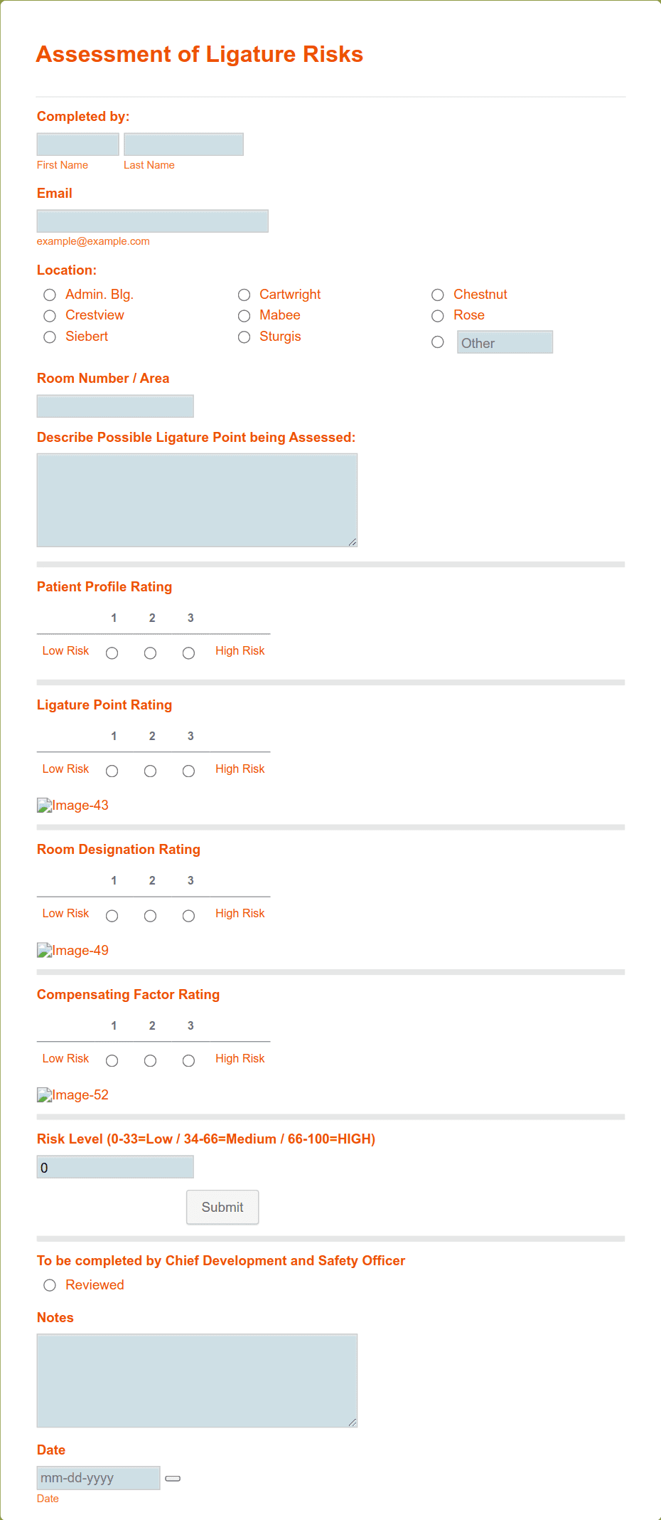 Ligature Risk Assessment Form Template | Jotform