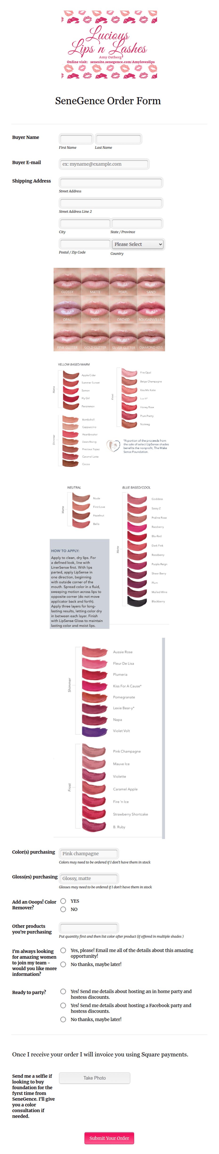 Lipstick Order Form Template | Jotform