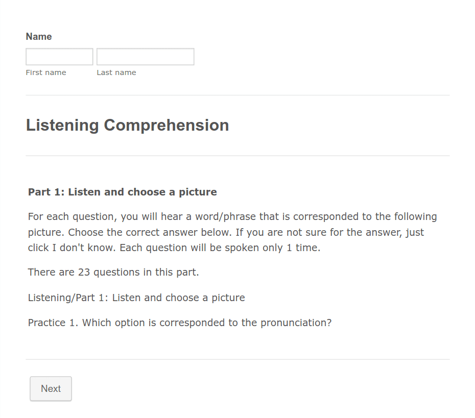 Listening Comprehension Form Template | Jotform