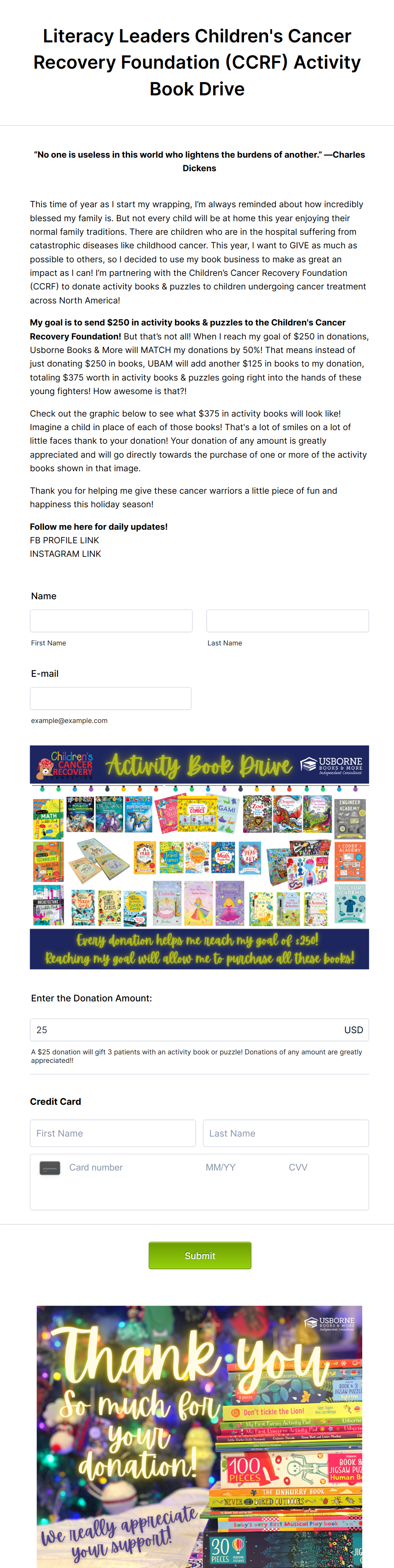 Literacy Leaders CCRF Activity Book Drive Form Template | Jotform