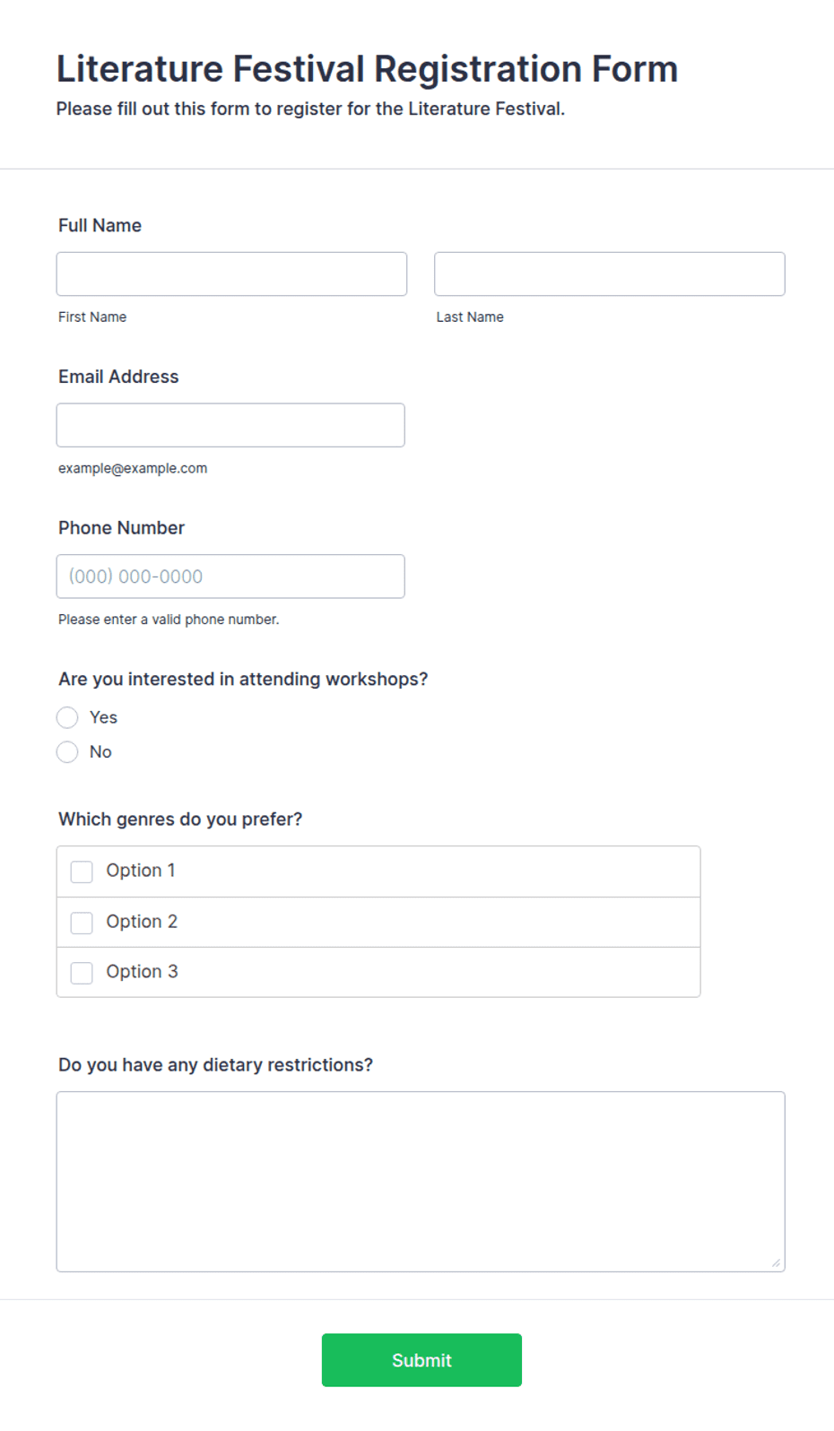 Literature Festival Registration Form Template | Jotform