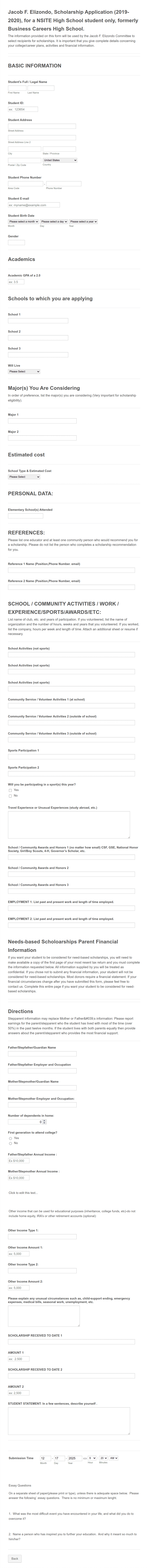 Local Scholarship Application Form Template | Jotform