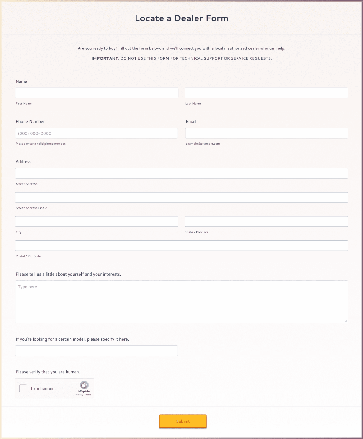 Locate a Dealer Form Template | Jotform