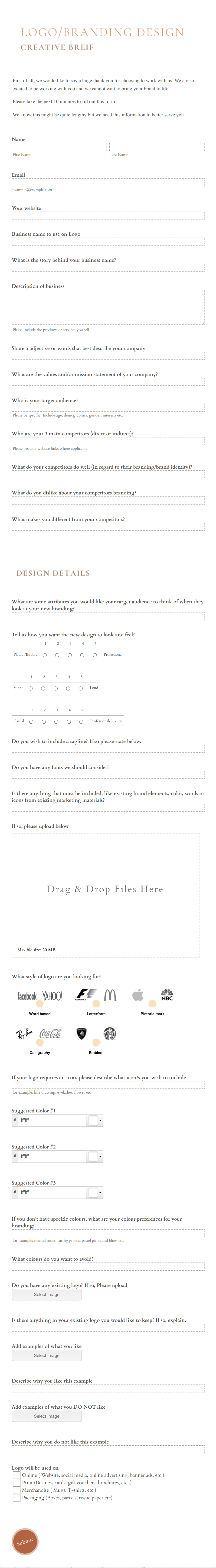 Logo Design Form Bloom Social Agency Form Template | Jotform