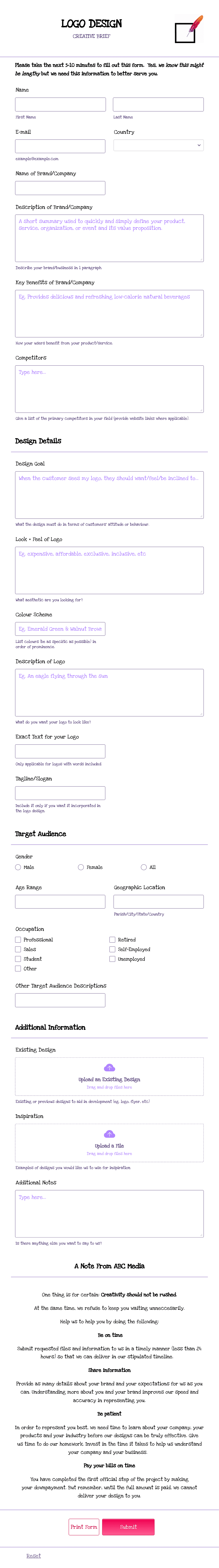 Logo Design Request Form Template | Jotform