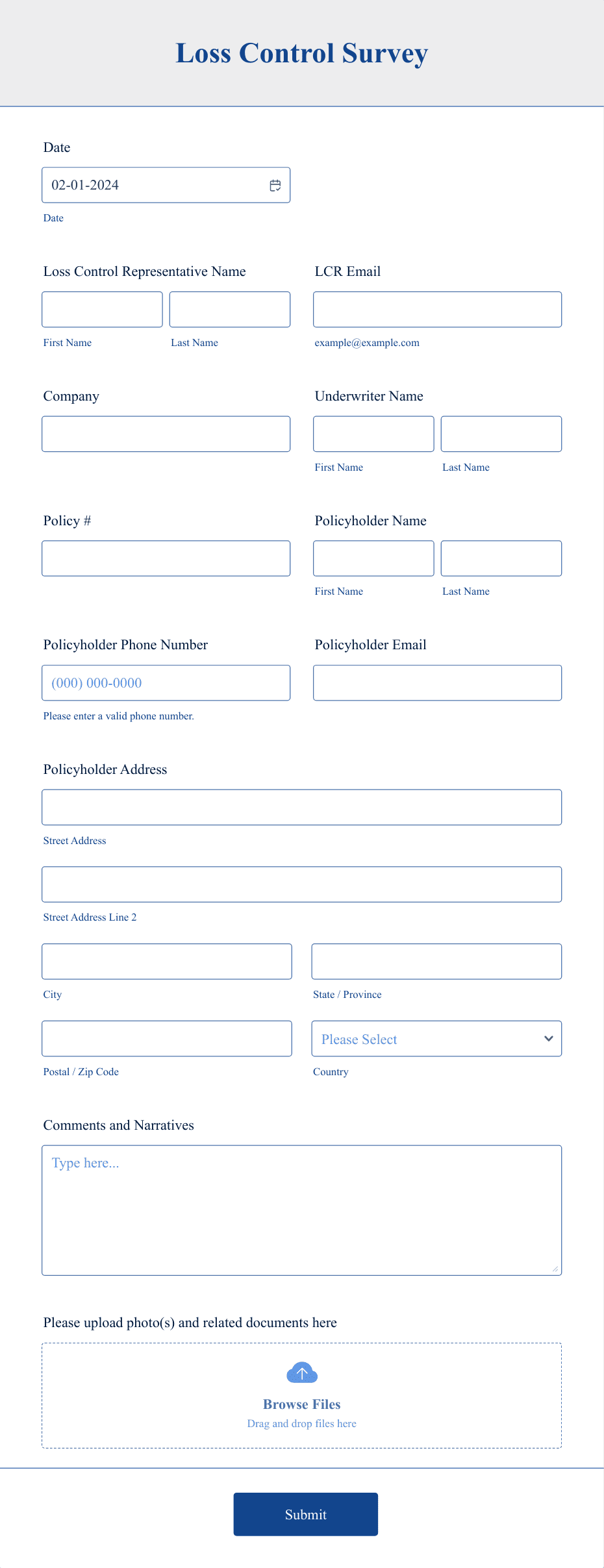 Loss Control Survey Form Template | Jotform