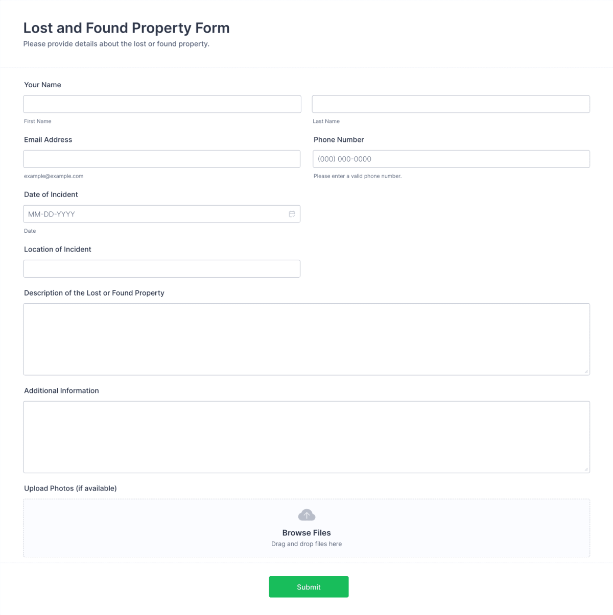 Lost and Found Property Form Template | Jotform