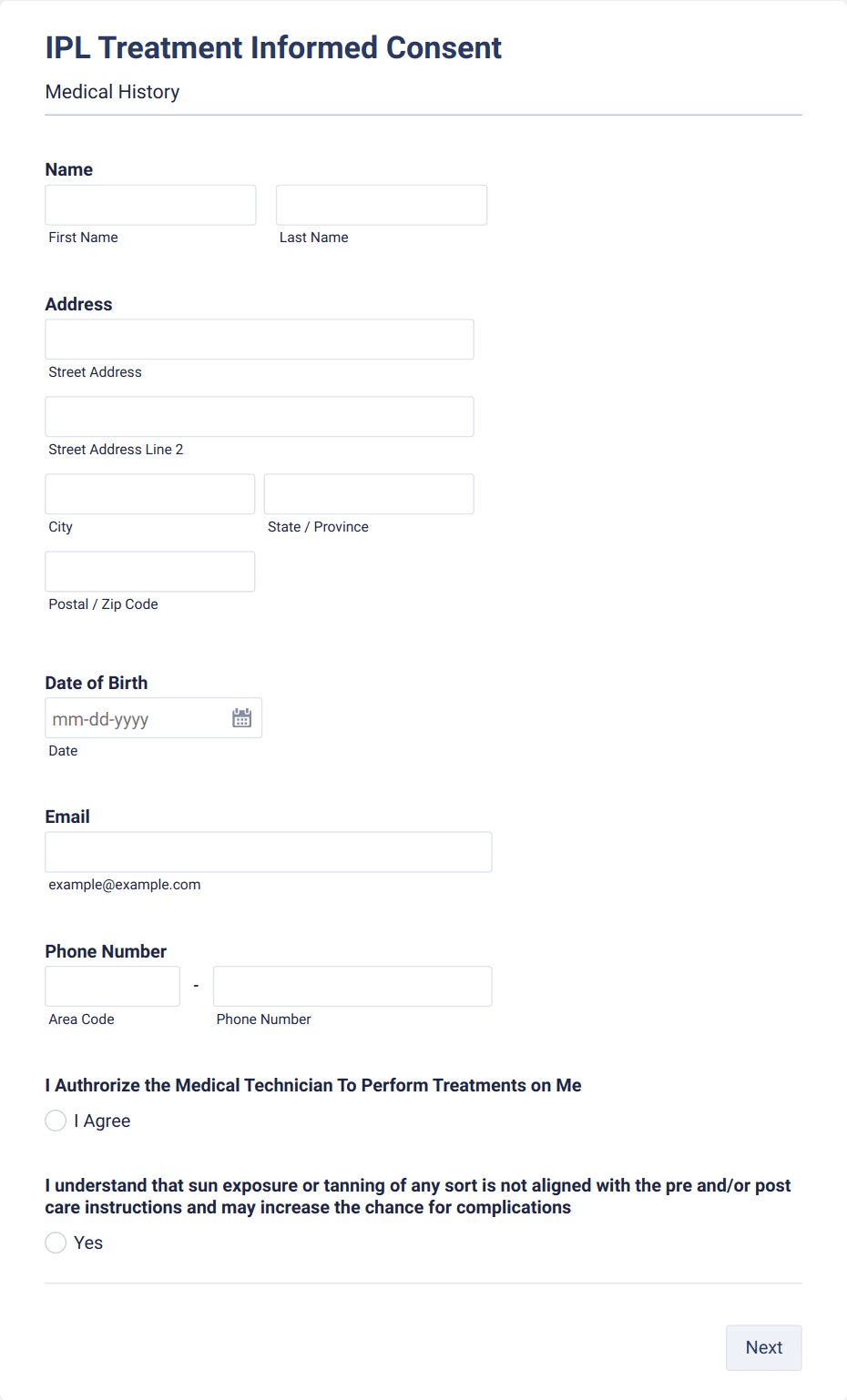 M22 IPL Consent Form Sample Form Template | Jotform