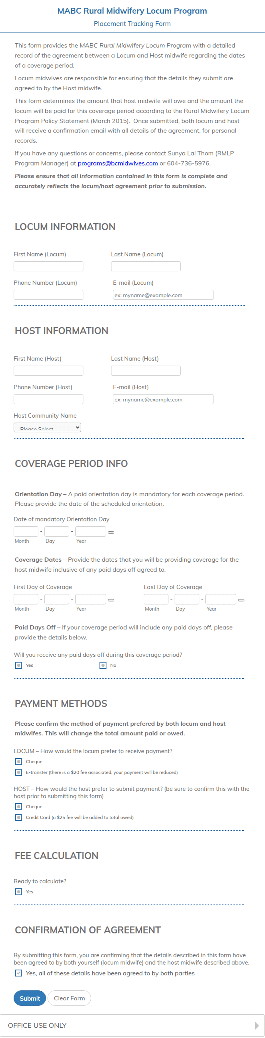 Locum Placement Tracking Form Template | Jotform