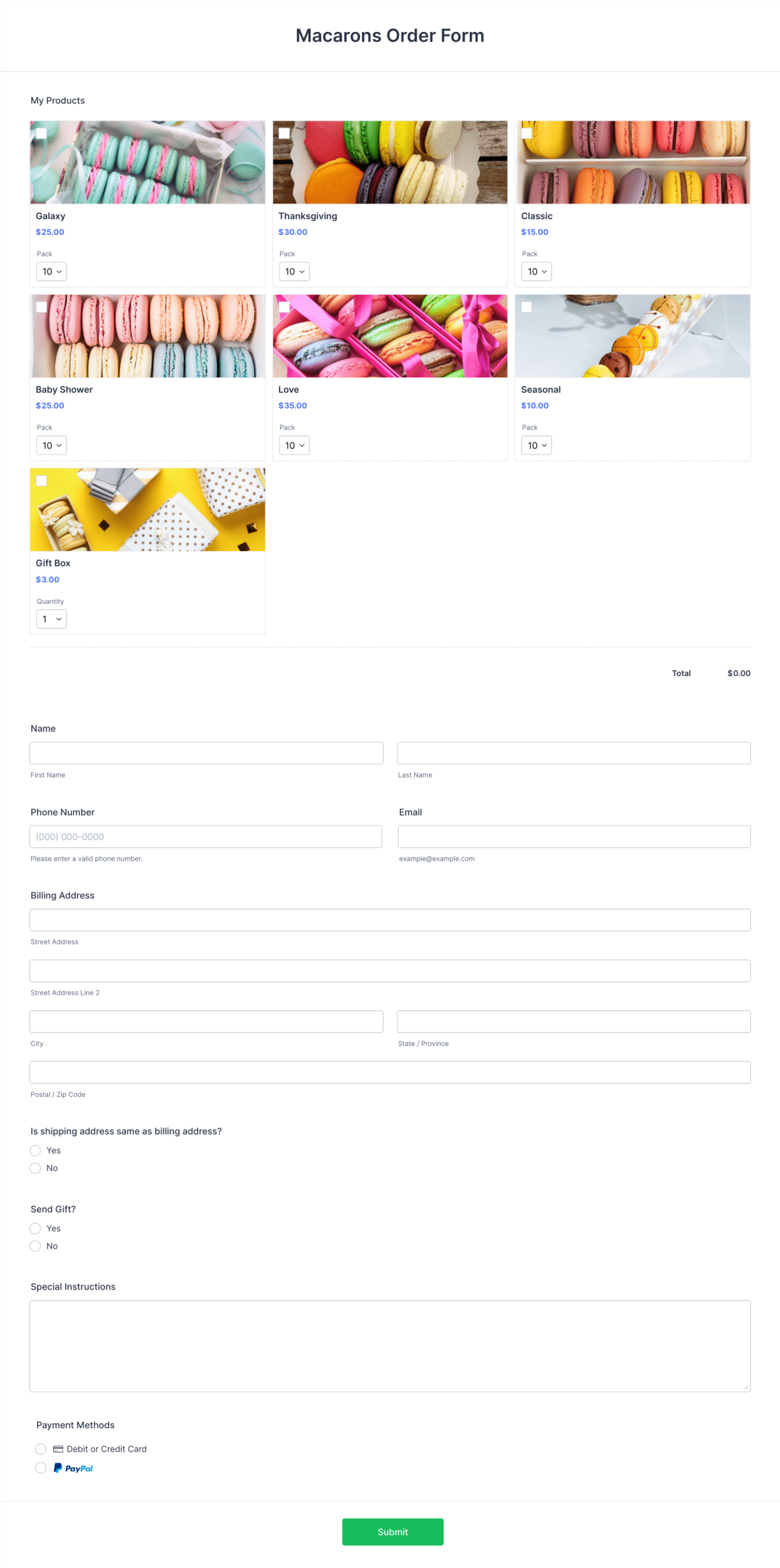 Macarons Order Form Template | Jotform