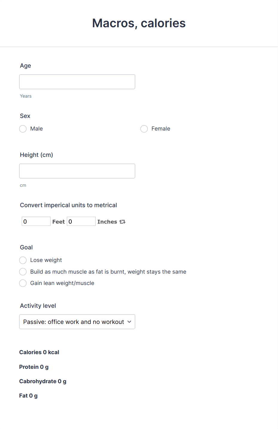 Macros, calories diet plan Form Template | Jotform