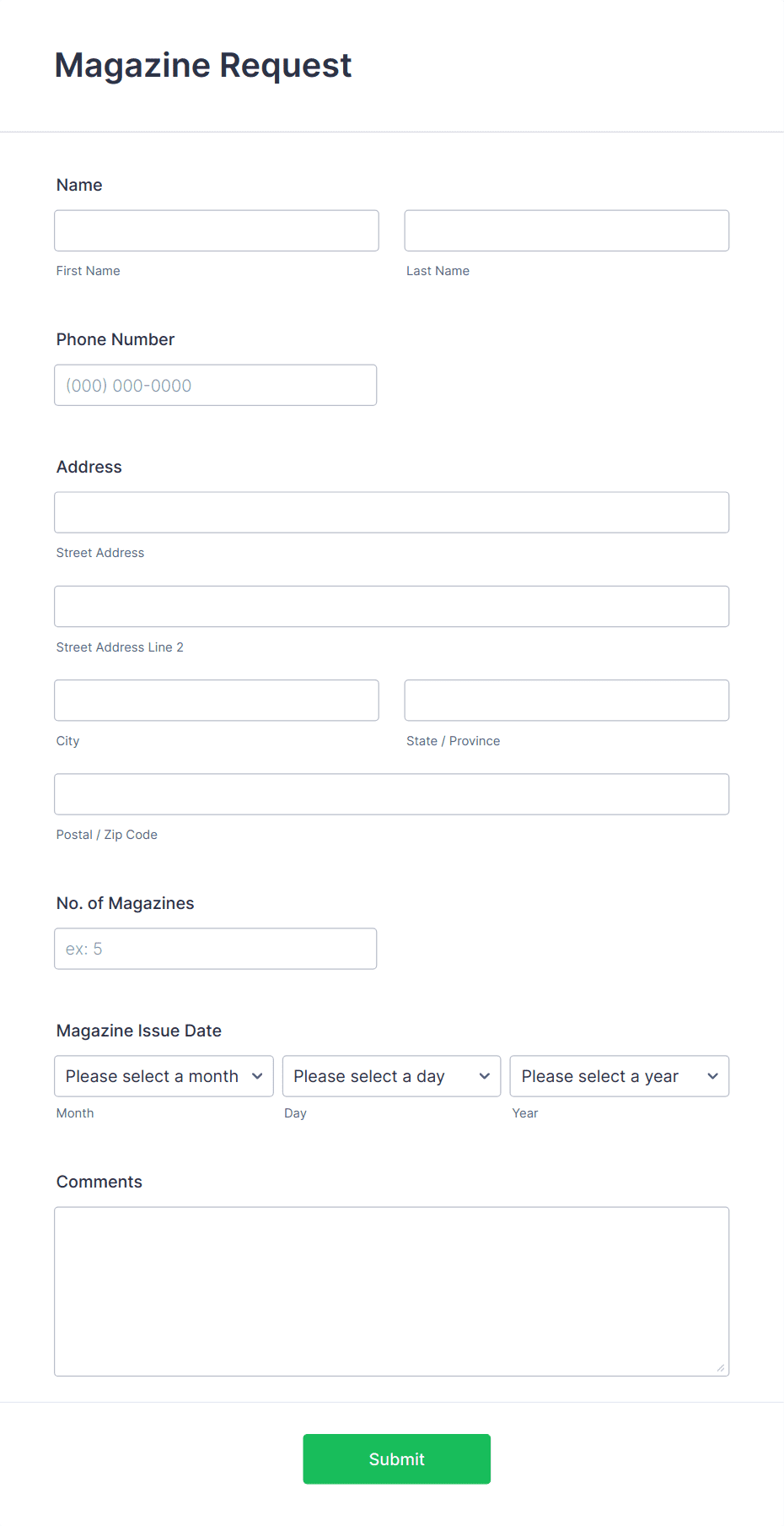 Magazine Request Form Template | Jotform