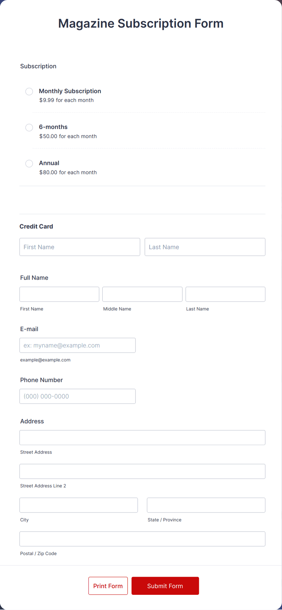 Magazine Subscription Form Template | Jotform