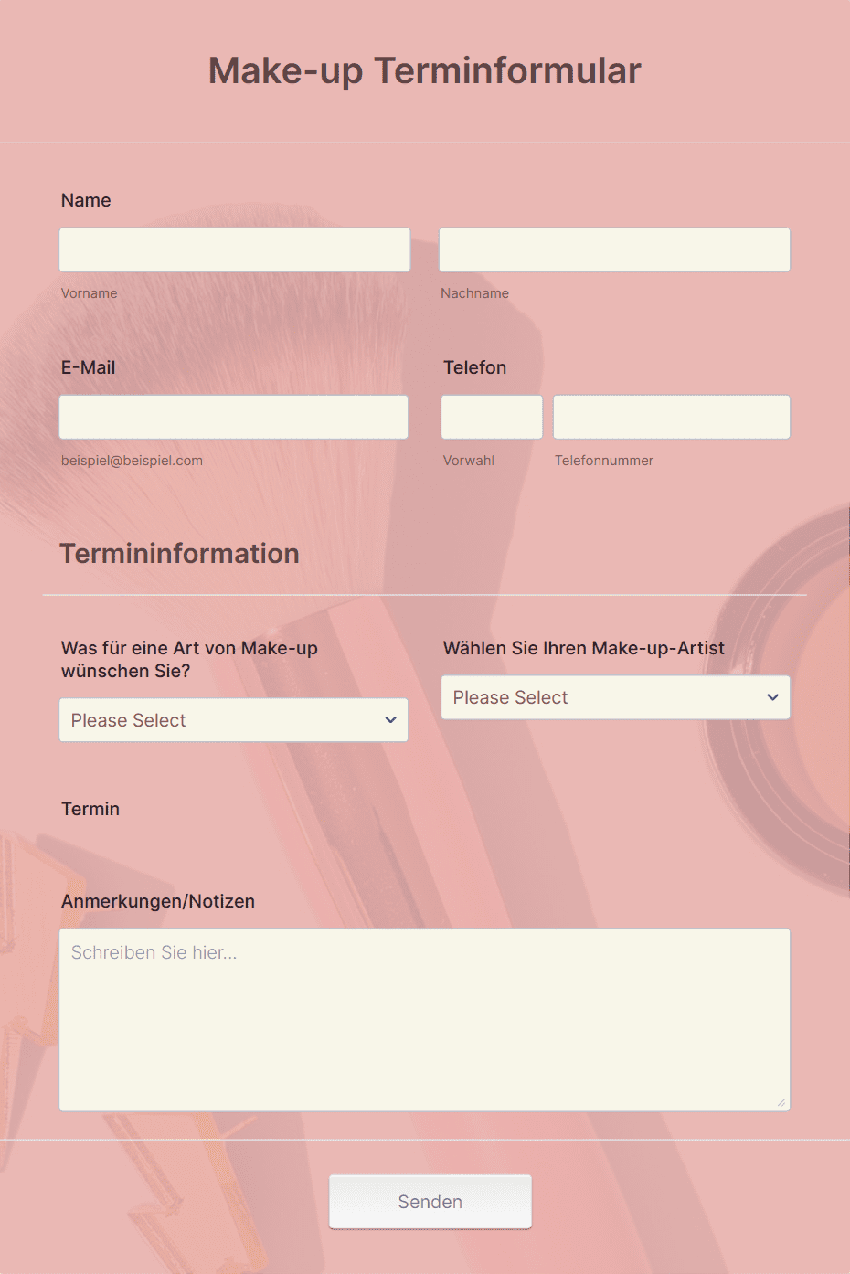 Make-up Terminformular Formularvorlage | Jotform