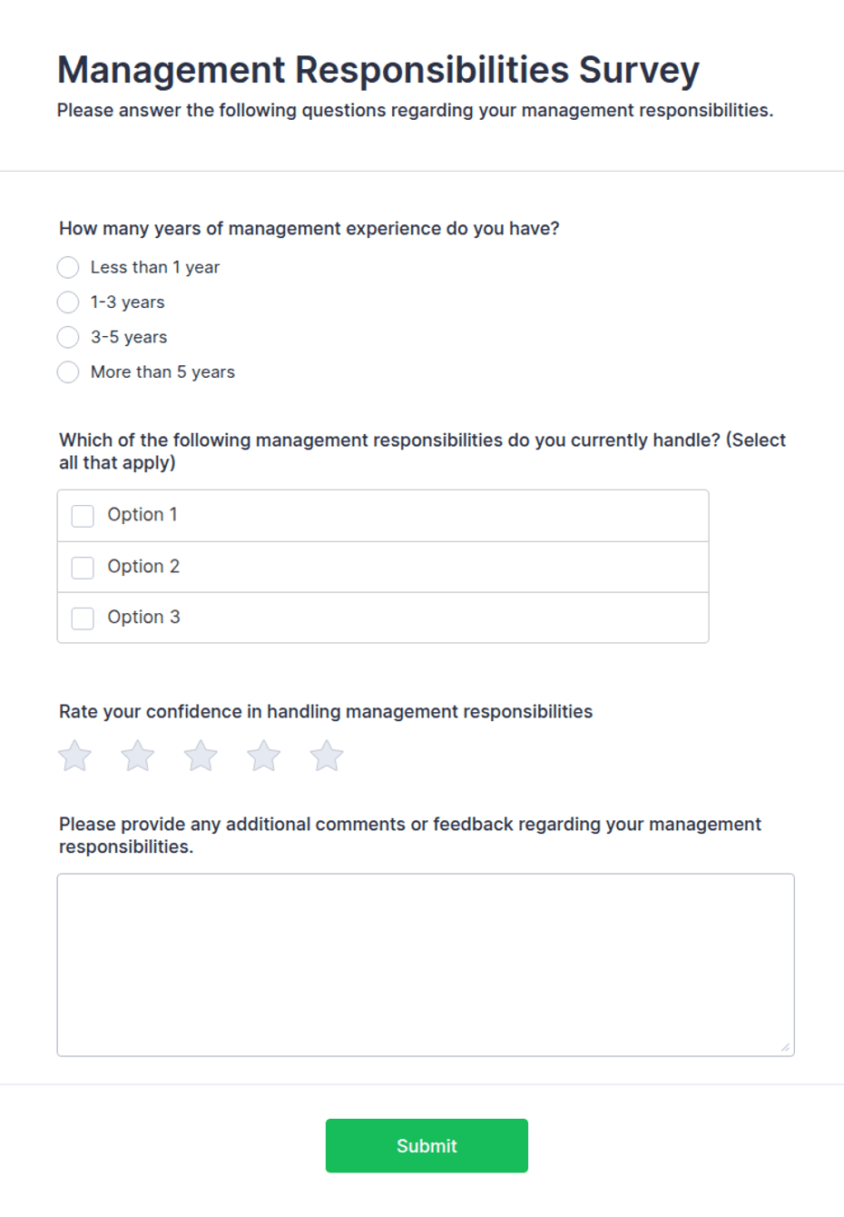 Management Responsibilities Survey Form Template | Jotform