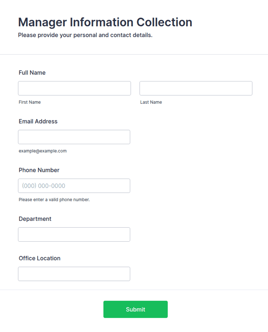 Manager Information Collection Form Template | Jotform