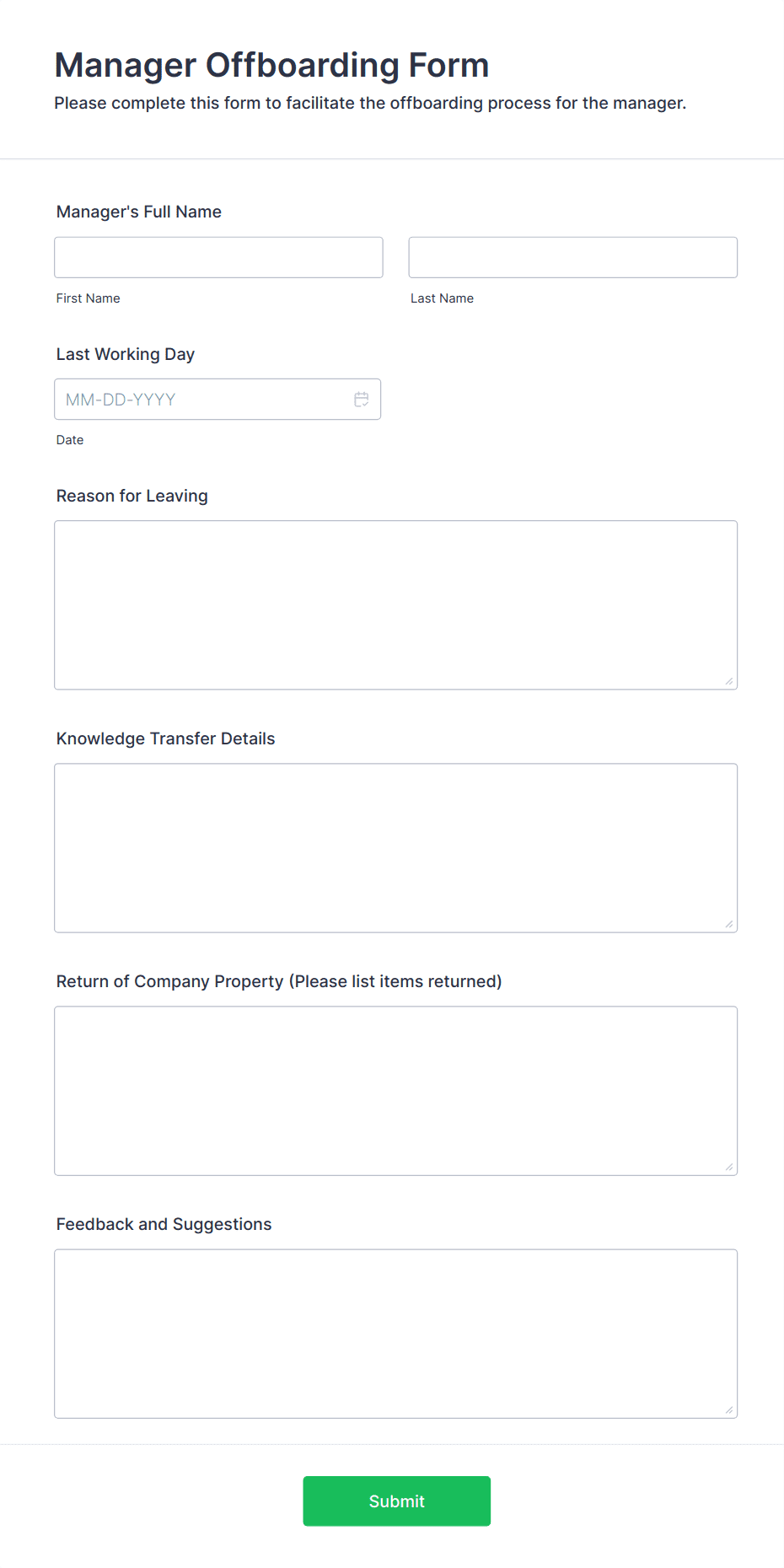 Manager Offboarding Form Template | Jotform