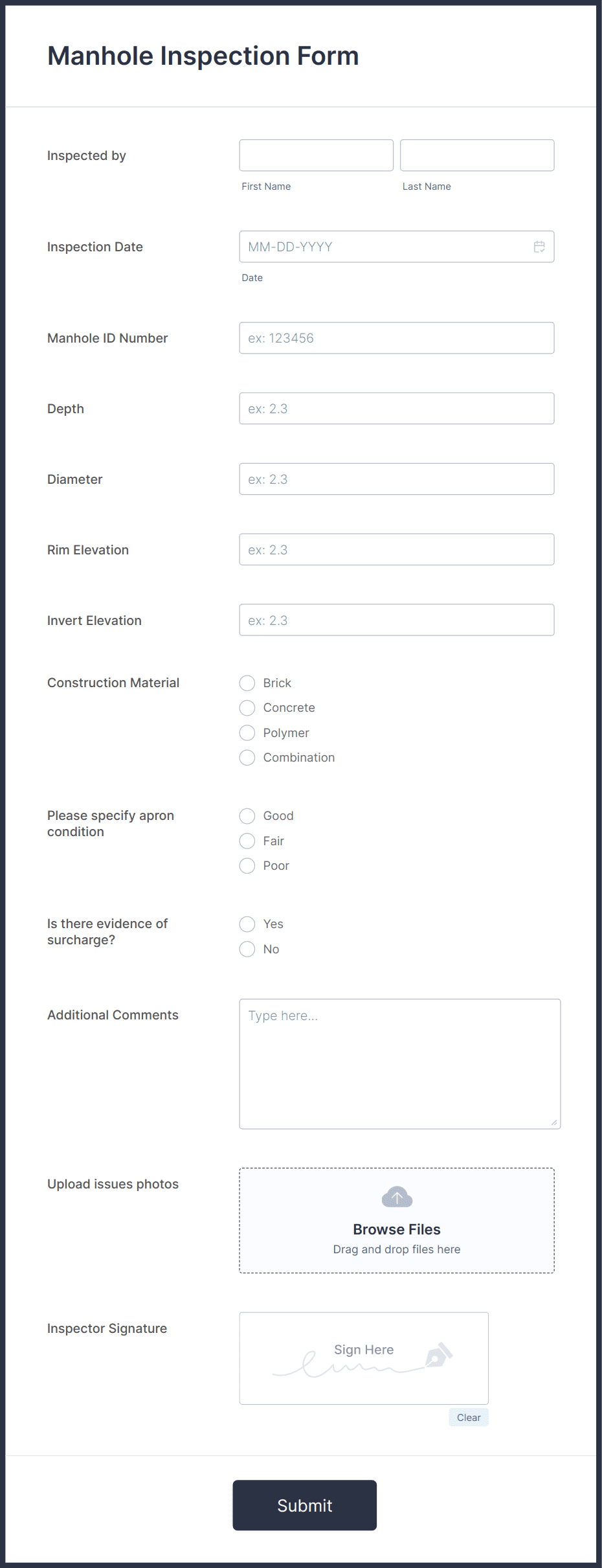 Manhole Inspection Form Template | Jotform