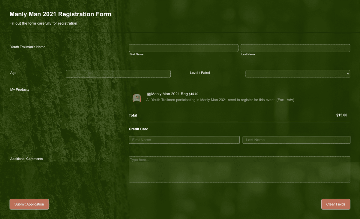 Manly Man 2021 Registration Form Template | Jotform