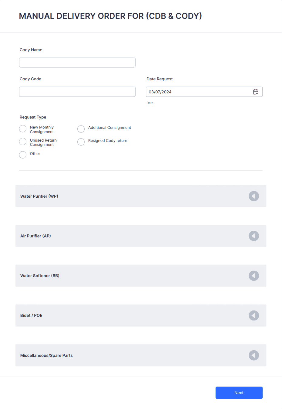 Manual Delivery Order Form Template | Jotform