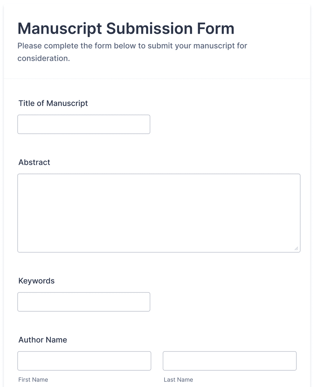 Manuscript Submission Form Template | Jotform