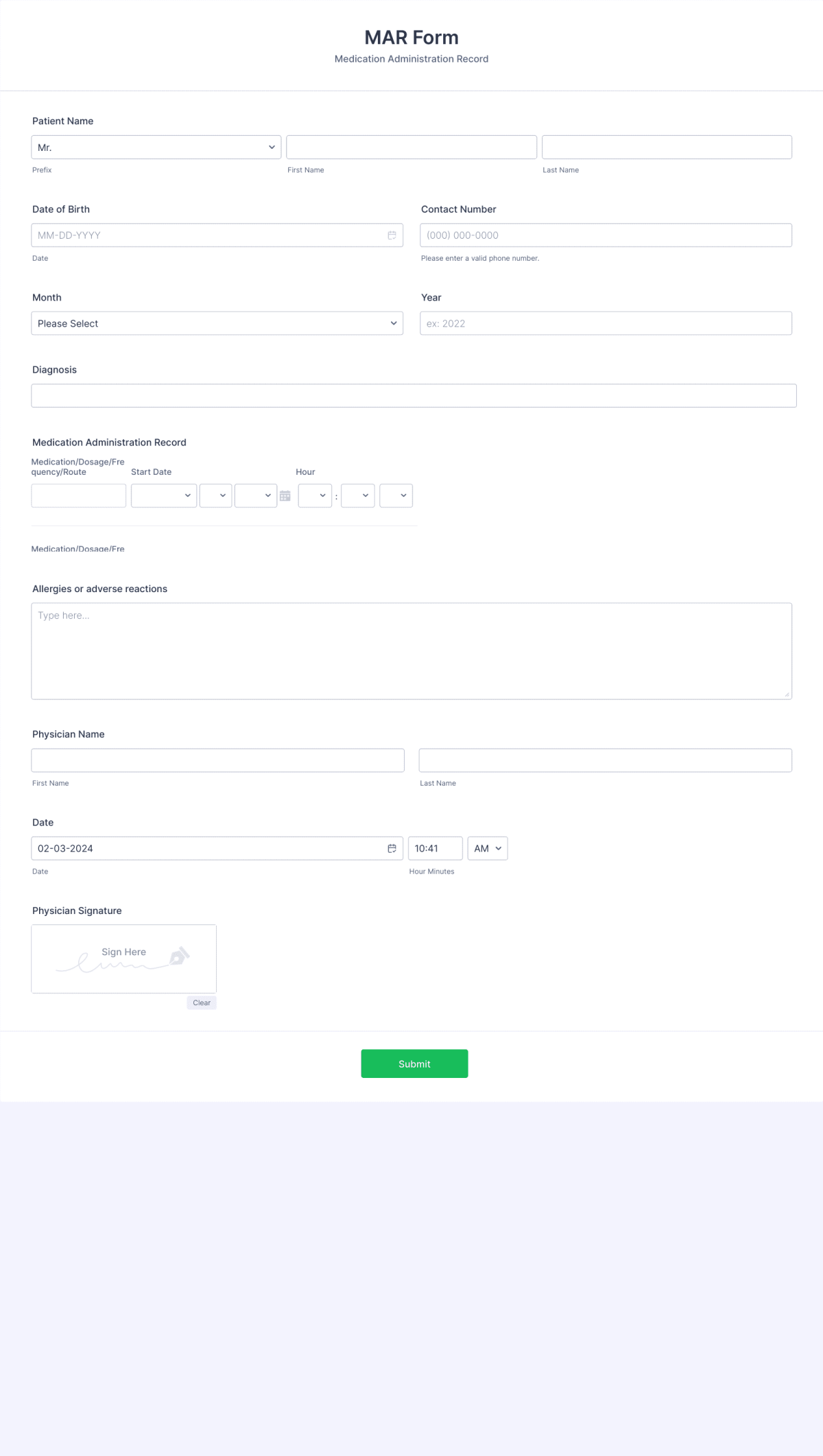 MAR Form Template | Jotform