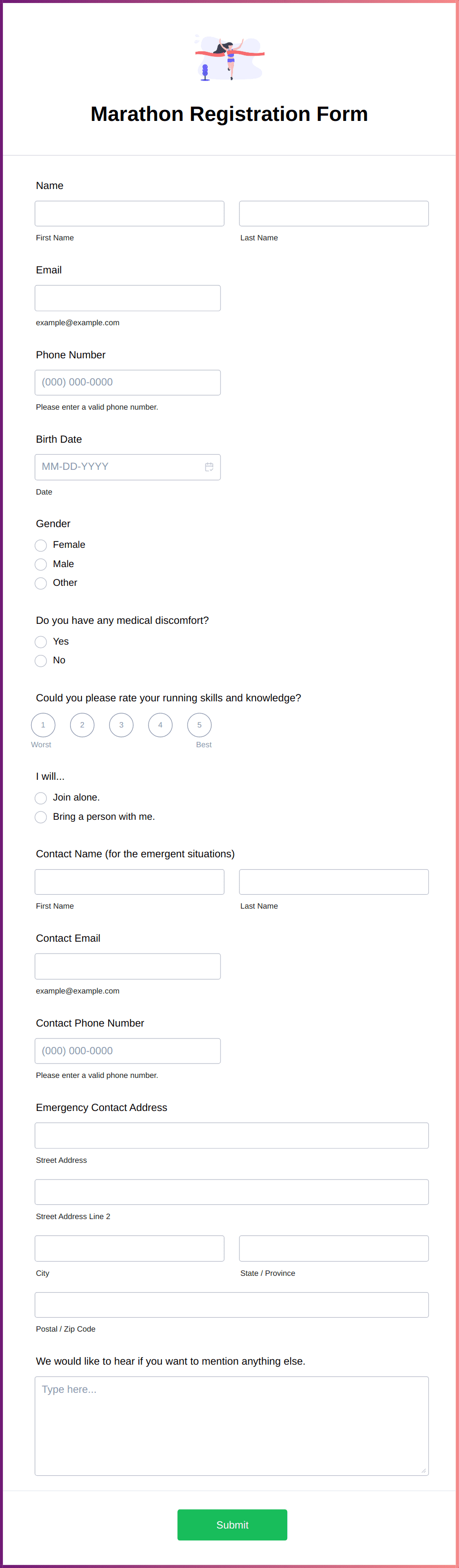 Marathon Registration Form Template | Jotform