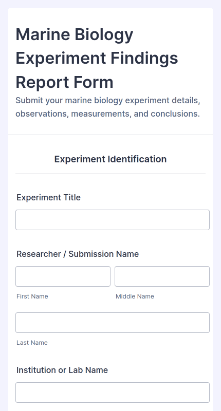 Marine Biology Experiment Findings Report Form Template | Jotform