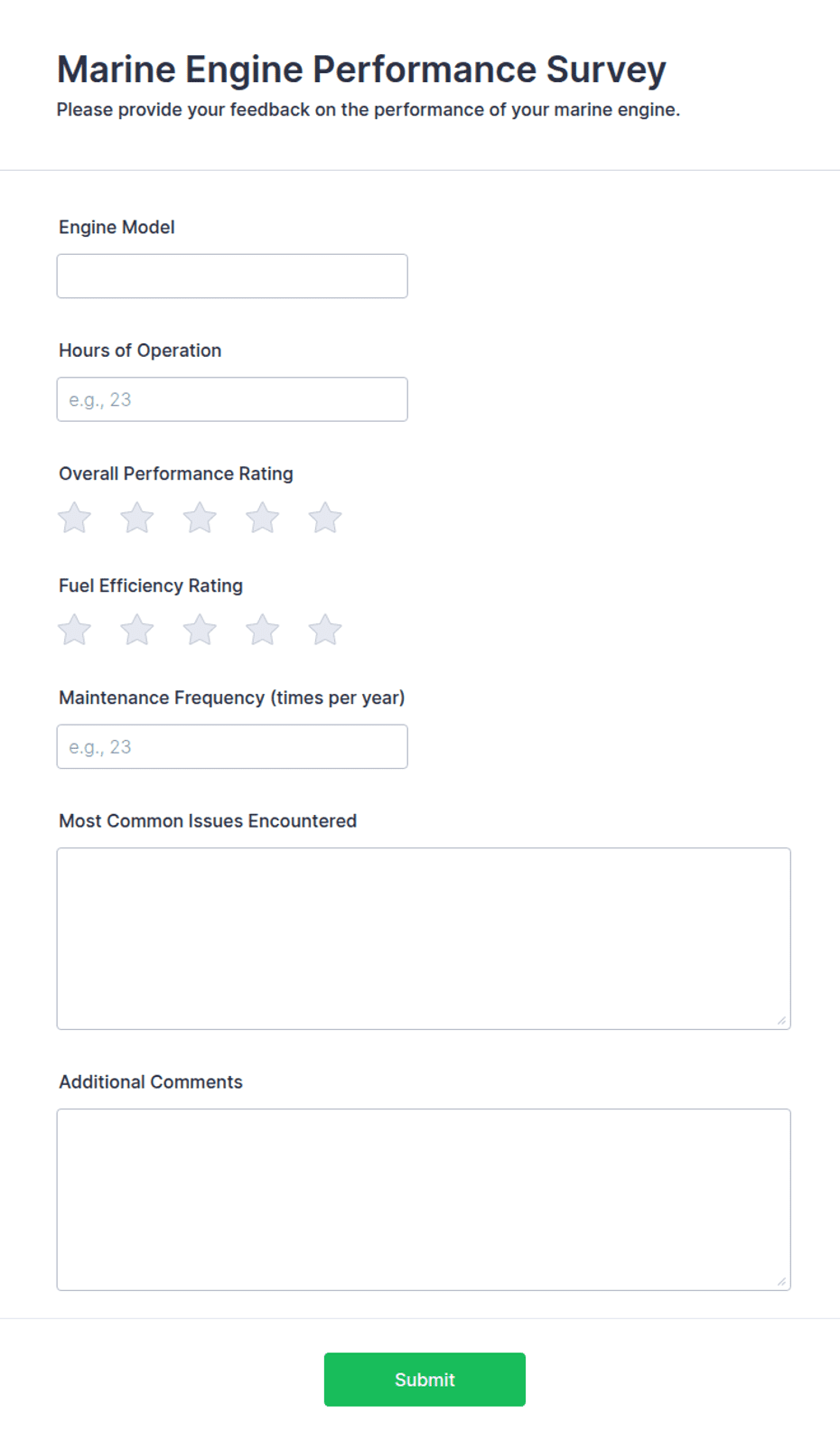 Marine Engine Performance Survey Form Template | Jotform