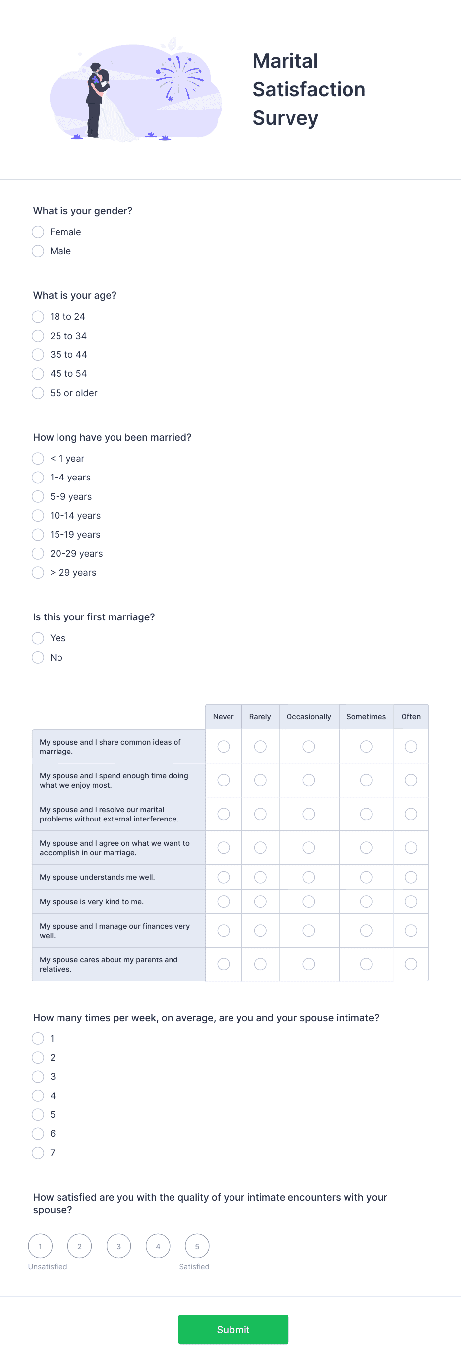 Marital Satisfaction Survey Form Template | Jotform