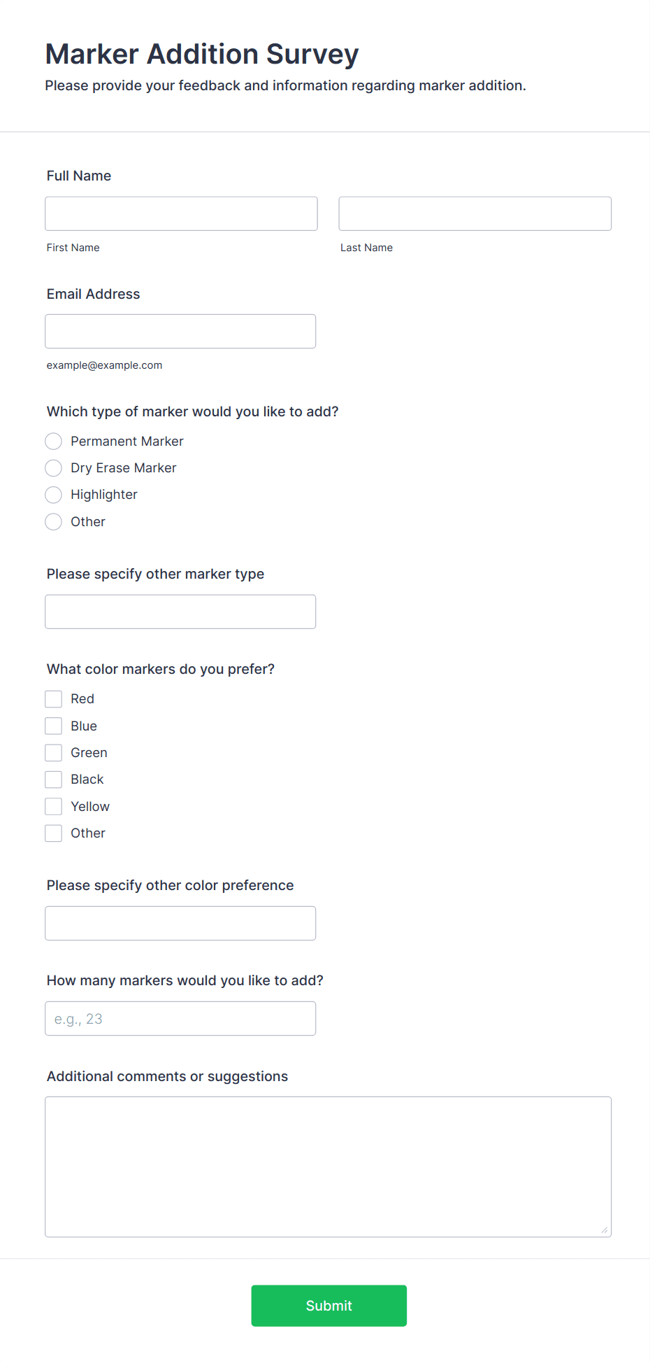 Marker Addition Survey Form Template | Jotform