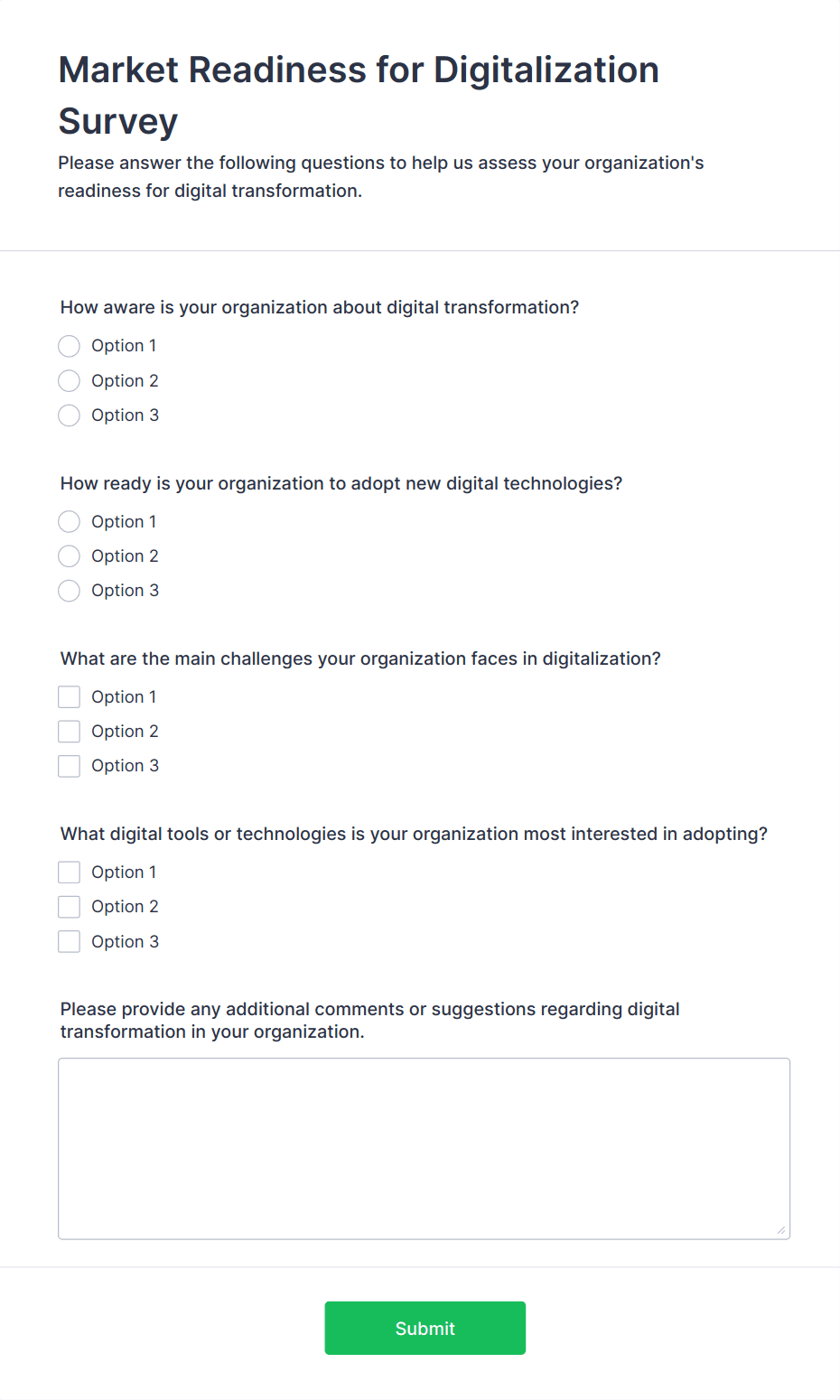 Market Readiness for Digitalization Survey Form Template | Jotform
